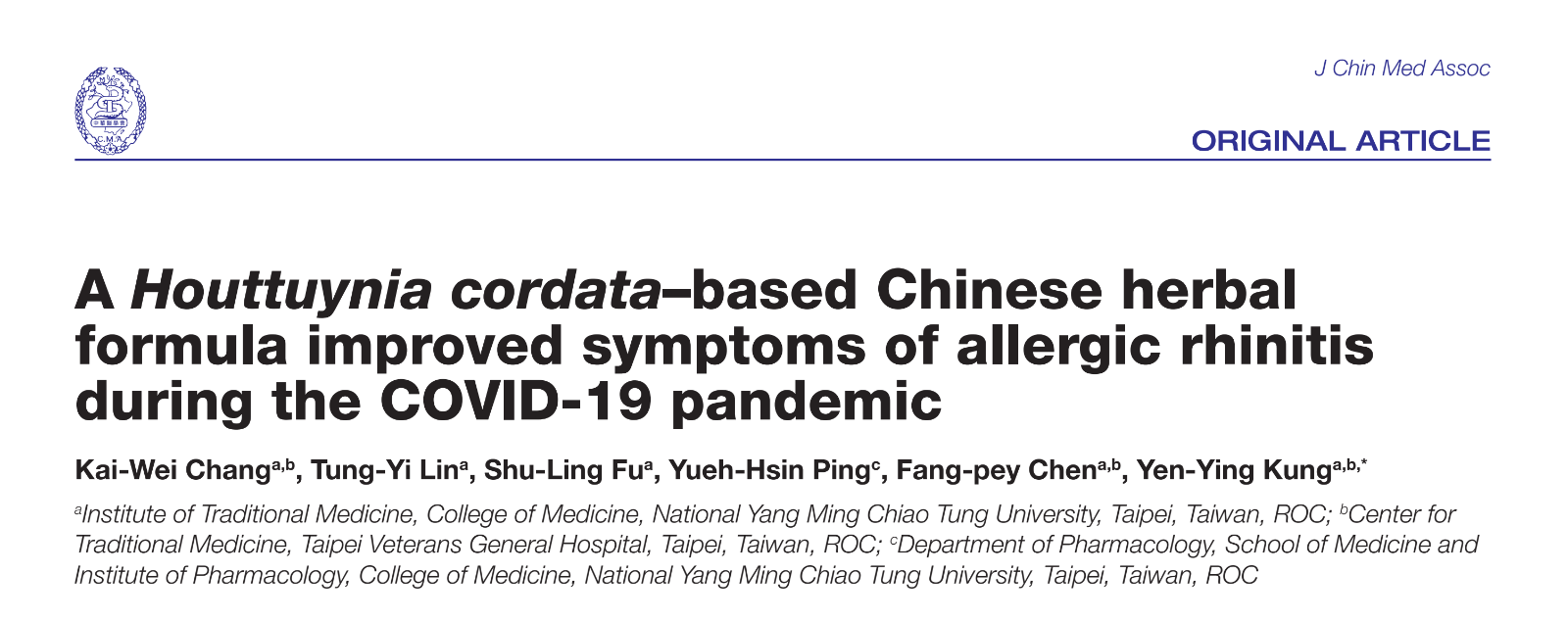 Center for Traditional Medicine ,Taipei veterans general hospital - COVID-19
